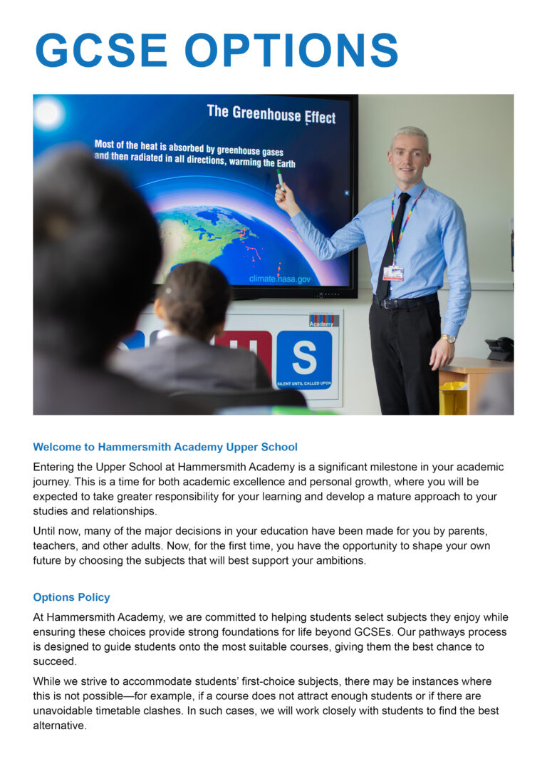 GCSE Options - Hammersmith Academy